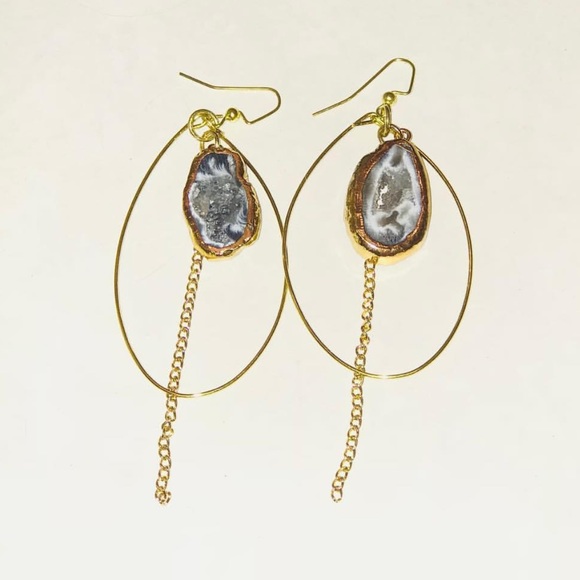 Jewelry | Marble Geode Chain Hoop | Poshmark